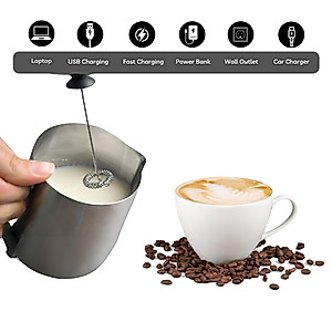 Rechargeable Electric Milk Frother/Whisk, 3 Speed, USB Charging, for Whisking Eggs, Coffee, Milk, Tea