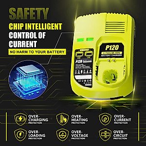 【with 2 USB Port】 Charger Replacement for Ryobi 18V Charger P117 Compatible with Ryobi 12V-18V One+ Lithium NiCad NiMh Battery P102 P108 P189 P197 P103 P105 P107 P190 P191 PBP002 PBP005