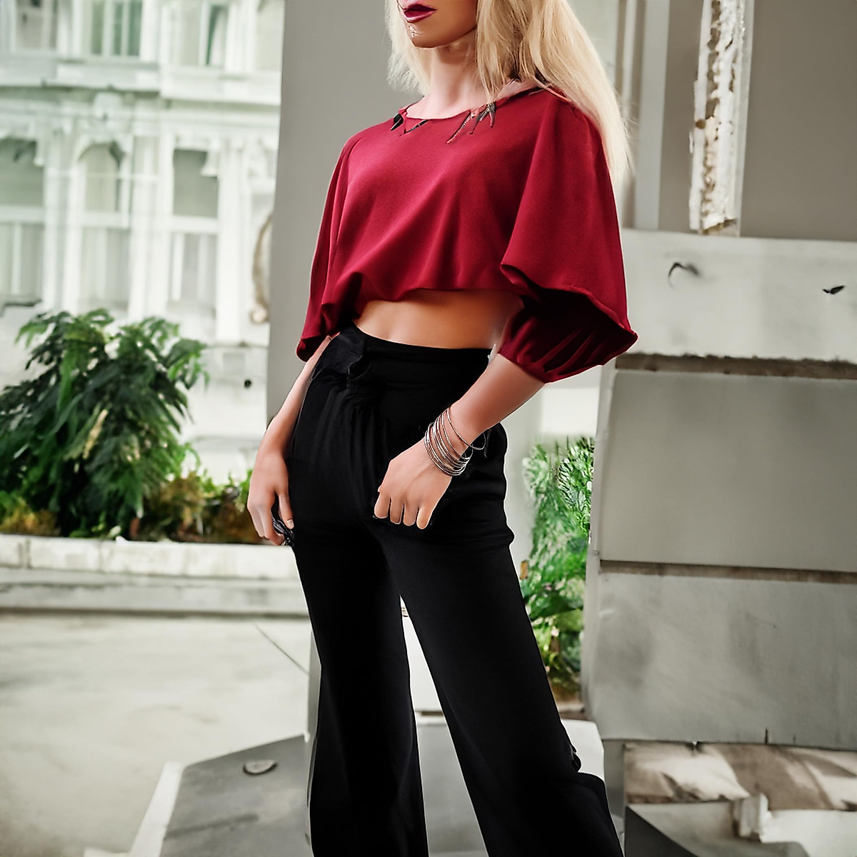 LinnaLove Fashion Shiny Thin Round Stainless Steel Bangle Bracelets for Women (1/3/5/8 Set)-Silver-8 Set