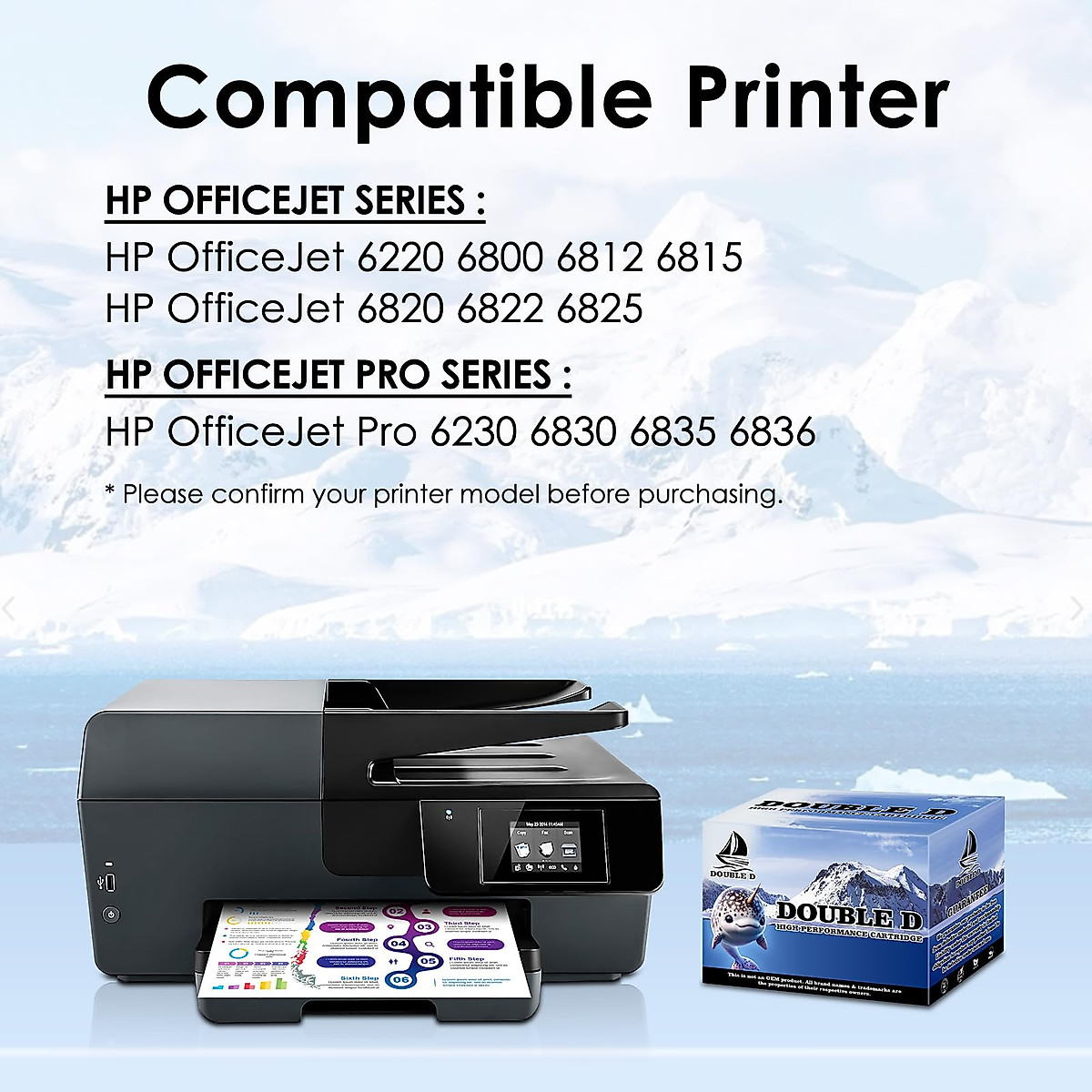 DOUBLE D 934 and 935 Ink Cartridges Compatible Replacement for HP 934XL 935XL for HP Officejet Pro 6830 6230 6815 6835 6812 6820 6220 6810 Printers (2 BK,1 C,1 M,1 Y, 5Pack)