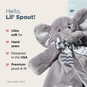 Bearington Baby Lil' Spout Snuggler, 15 Inch Gray Elephant Plush Stuffed Animal Security Blanket Lovey for Babies
