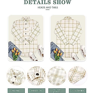 Blansdi Women’s Casual Plaid Flannel Shacket Jacket Oversized Button Down Long Sleeve Fall Shirt Jacket Coat Tops