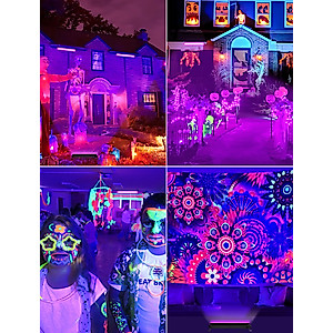 Upgraded 36W LED Black Light Bar, Premium LED Blacklight Flood Light with Plug+Switch+5ft Cord, Light Up 21x21ft Area, for Halloween Glow Fluorescent Party Bedroom Game Room Body Paint Stage Lighting