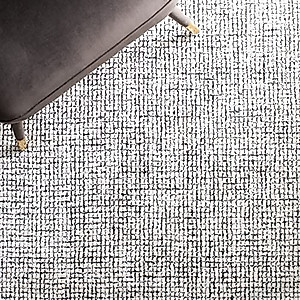 SAFAVIEH Abstract Collection 8' x 10' Ivory/Black ABT470Z Handmade Premium Wool & Viscose Living Room Dining Bedroom Area Rug