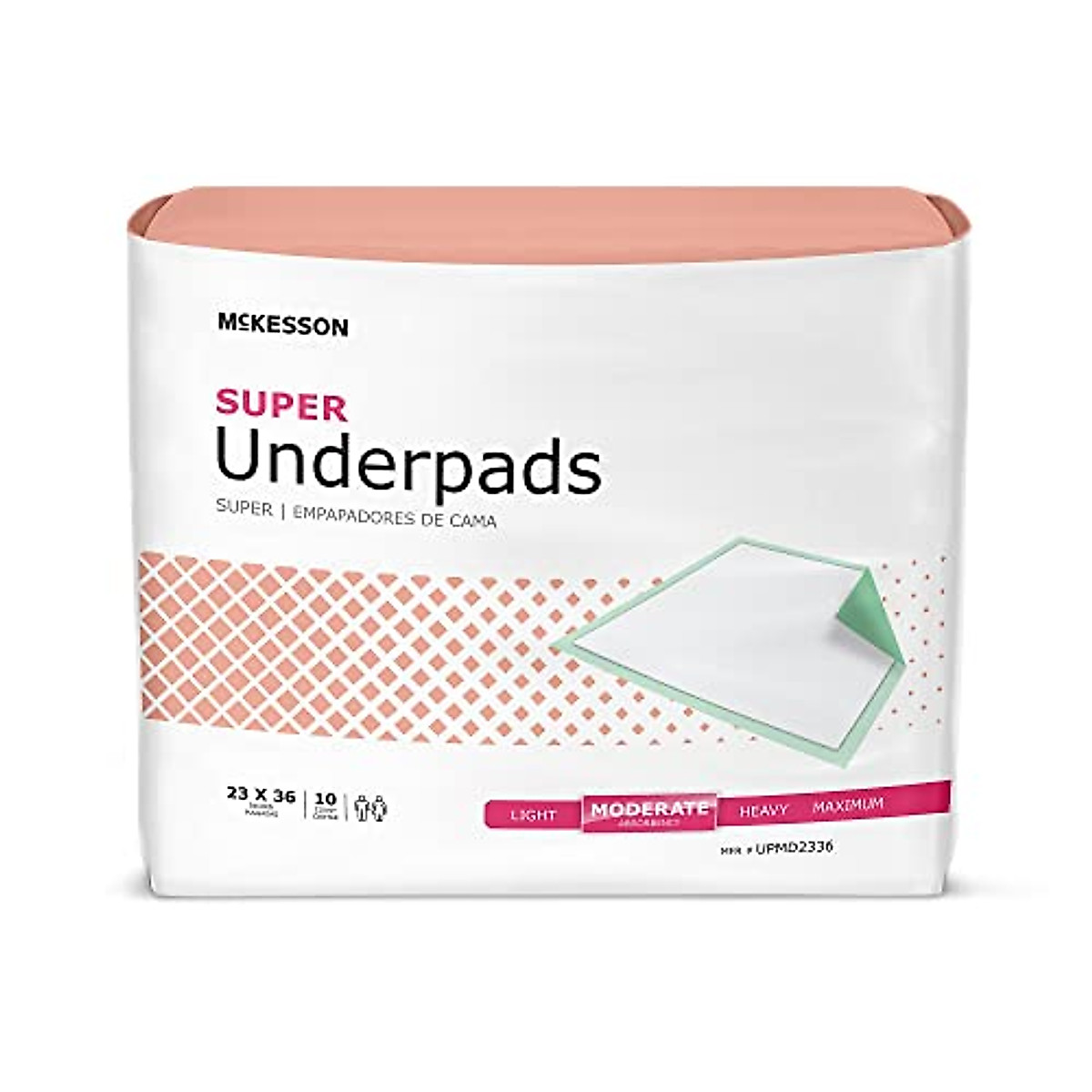 McKesson Super Underpads, Incontinence, Moderate Absorbency, 23 in x 36 in, 150 Count
