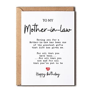 To My Mother-In-Law - Mother-In-Law Birthday Card - Mother-In-Law Is The Greatest Gifts In My Life - Birthday Card For Mother-In-Law - Gift For Mother-In-Law Card