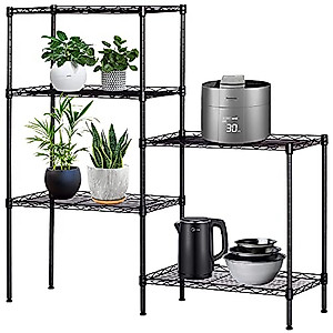 Kennkari 5 Tier Adjustable Metal Shelf Organizer Rack for Pantry/Laundry/Bathroom/Kitchen/Dorm, 3 Tier Small Interlocking Wire Storage Shelves, Free Standing Shelving Unit