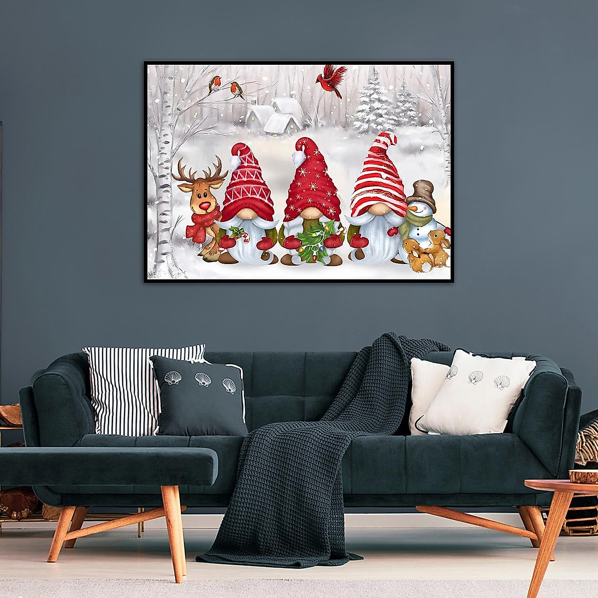 lmedbr Christmas Gnomes Diamond Painting Kits, Winter Gnomes Diamond Art Kits for Adults,DIY 5D Round Full Drill Gnome Gem Art Kit,Rhinestones Crystal Arts & Crafts Home Wall Decor Gift 16x12 Inch