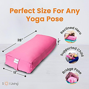 Sol Living Yoga Bolster Pillow for Restorative Yoga Meditation Bolster 100% Cotton Rectangular Meditation Cushion Firm Yoga Cushion Bolster Washable Cover Body Pillow for Balance Support Asana Poses