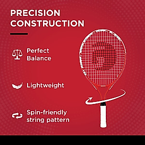 GAMMA Sports Junior Tennis Racquet: Quick Kids 21 Inch Tennis Racket - Prestrung Youth Tennis Racquets for Boys and Girls - 93 Inch Head Size - Red
