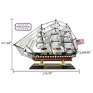 SAILINGSTORY Wooden Model Ship USS Constitution 1/225 Scale Replica Ship Model Sailboat Decor Smalll
