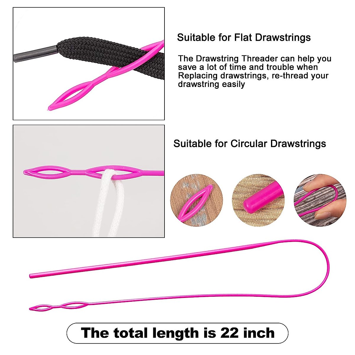 Sweatshirt Drawstring Replacement - 24Pcs Premium Hoodies Drawstring in 12 Colors, Hoodie Strings with 3Pcs Drawstring Threader for Pants Shorts (48IN Long)