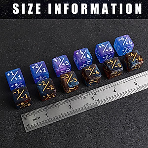 48 PCS Magic The Gathering Token Dice Counters Marble Cube D6 Dice Glitter Sparkle Starry Sky Dice for CCG Creature Stats Card Gaming MTG Accessory (2-Color Mixed)