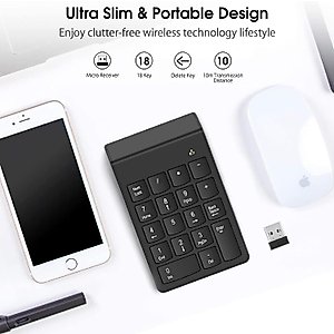 NOOX Wireless Number Pad, Numeric Keypad Numpad Keyboard 10 Key USB Keypad Office Accounting Essentials Desktop Computer Laptops Accessories Compatible Chromebook Notebook EliteBook MateBook etc.