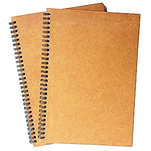 Spiral Notebook, 2 Pack Spiral Journal, Sketchpad of Thick Pure White Paper, 10" X7” (Khaki, Blank)