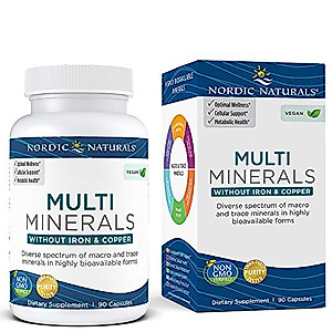 Nordic Naturals Multi Minerals Without Iron & Copper, Unflavored - 90 Capsules - 9 Essential Minerals to Support Cellular Health - Optimal Health & Wellness - Certified Vegan - Non-GMO - 30 Servings