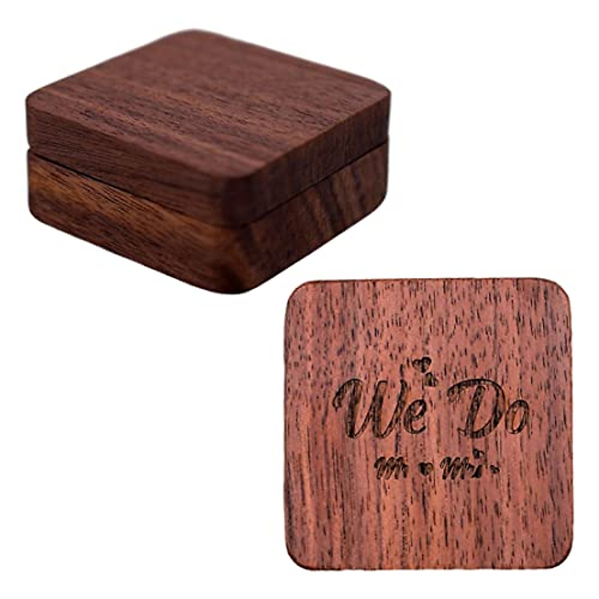 Wooden Ring Box, Ring Bearer Box, Retro Ringbearer Box, Jewelry Storage Holder, Wedding Ring Holder Gift for Wedding Ceremony Proposal for Wedding Engagement, Style1 ( Color : Engraving: We Do )