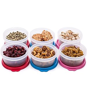 SIGNORA WARE Condiment Containers with Lids- 6 pk. 6.5 oz.Salad Dressing to go Small Food Storage Containers- Sauce Cups Leak proof Reusable Plastic BPA free for Lunch Box Picnic Travel