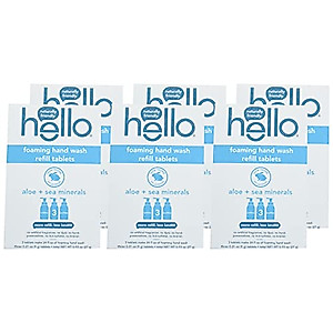 hello Foaming Hand Soap Tablets for Refilling, Dissolvable Hand Soap with Aloe and Sea Minerals Fragrance, Plant Based Soap Ingredients, No Harsh Preservatives, 6 Pack, 0.31 OZ Each