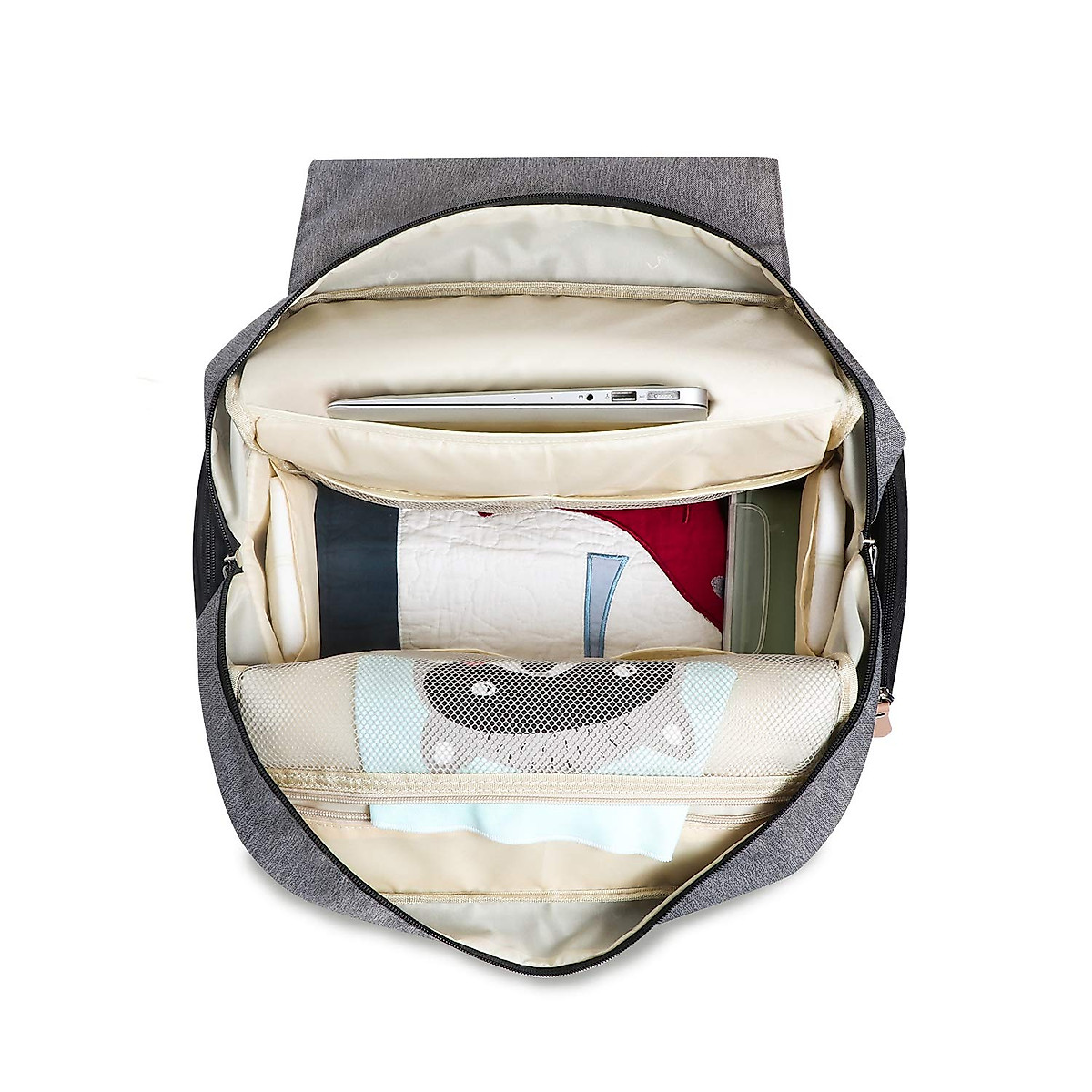 Diaper Bag Backpack Large Capacity for Baby Care Wide Open Design and Waterproof Fabric For Mom Dad (New White Grey)