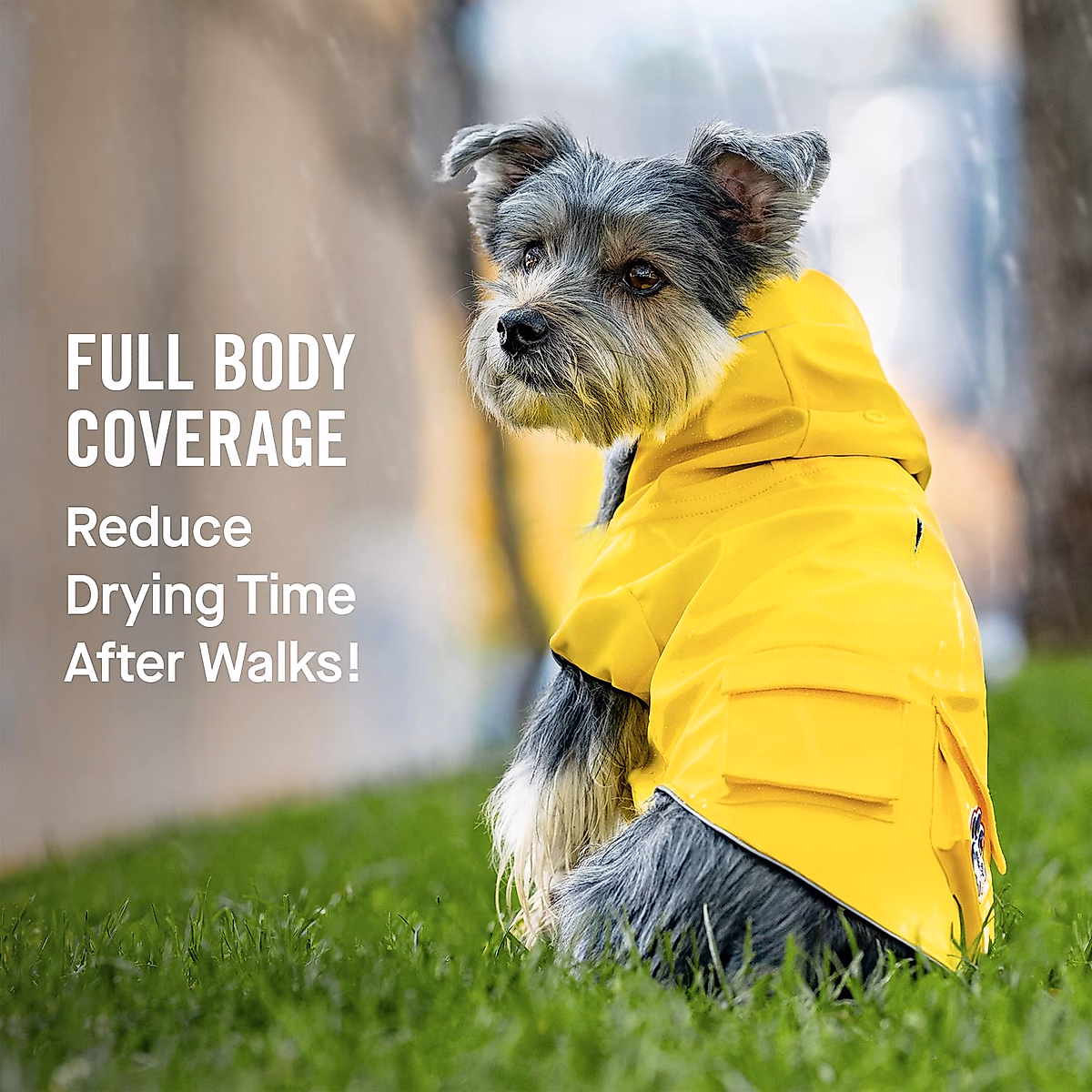 Canada Pooch Torrential Tracker Dog Rain Jacket - Easy On, Adjustable Full Body Coverage, Waterproof, Functional Pockets, Reflective Trim Rain Coat for Dogs, Great for Dogs