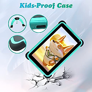 weelikeit Kids Tablet 7 inch Android 11, Learning Tablet for Children, 2GB + 32GB Toddler Tablets with YouTube, Netflix, WiFi 6, Bluetooth 5.0, Dual Camera, Shockproof Case, Stand, Stylus(Green)