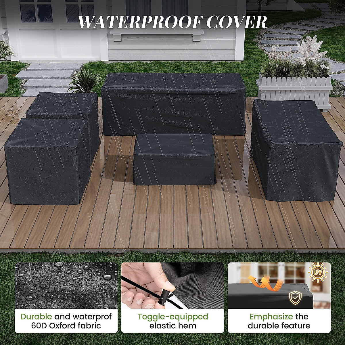 Amopatio Outdoor Patio Furniture Sets, 8 Pieces Outdoor Wicker Patio-Furniture, Outdoor Sectional Patio Set with Storage Table, Patio Conversation Set for Proch Garden Deck (Grey)