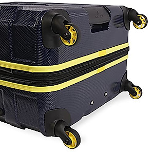 Nautica Maker Hardside Spinner Luggage, Navy/Yellow, Checked-Large 29-Inch