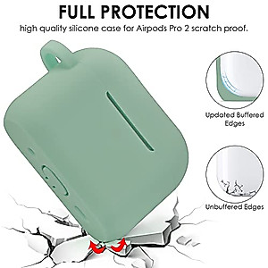 Case for AirPods Pro 2nd Generation 2022, Filoto Cute Apple AirPod Pro 2 Cover for Women Girls, Silicone Case with Wristlet Bracelet Keychain Credit Card Holder Purse Accessories(Cactus Green)
