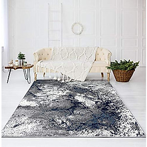 LUXE WEAVERS Cambridge Collection Abstract Area Rug 1685 Blue 5x7