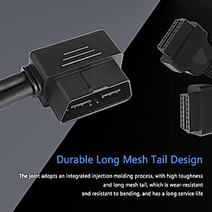 OBD Splitter Adapter, Right Angle 30cm/12 OBD II Splitter Extension Cable Male to Dual Female Y Cable, 16 Pin Cable Male to Dual Female Cord Adapter