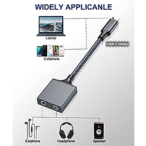 iAlegant USB C Microphone Adapter, USB C to Dual 3.5mm Female Aux Headphone Adapter, USB C to 3.5mm Splitter Mic Audio Adapter for Samsung S21 Note 20, Pixel 4 3 XL, iPad Pro 2020,MacBook Pro