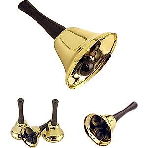 ifavor123 Gold Steel Hand Bell for Wedding Events Decoration, Call Bell, Alarm, Jingles (1 Pc. Gold Bell)