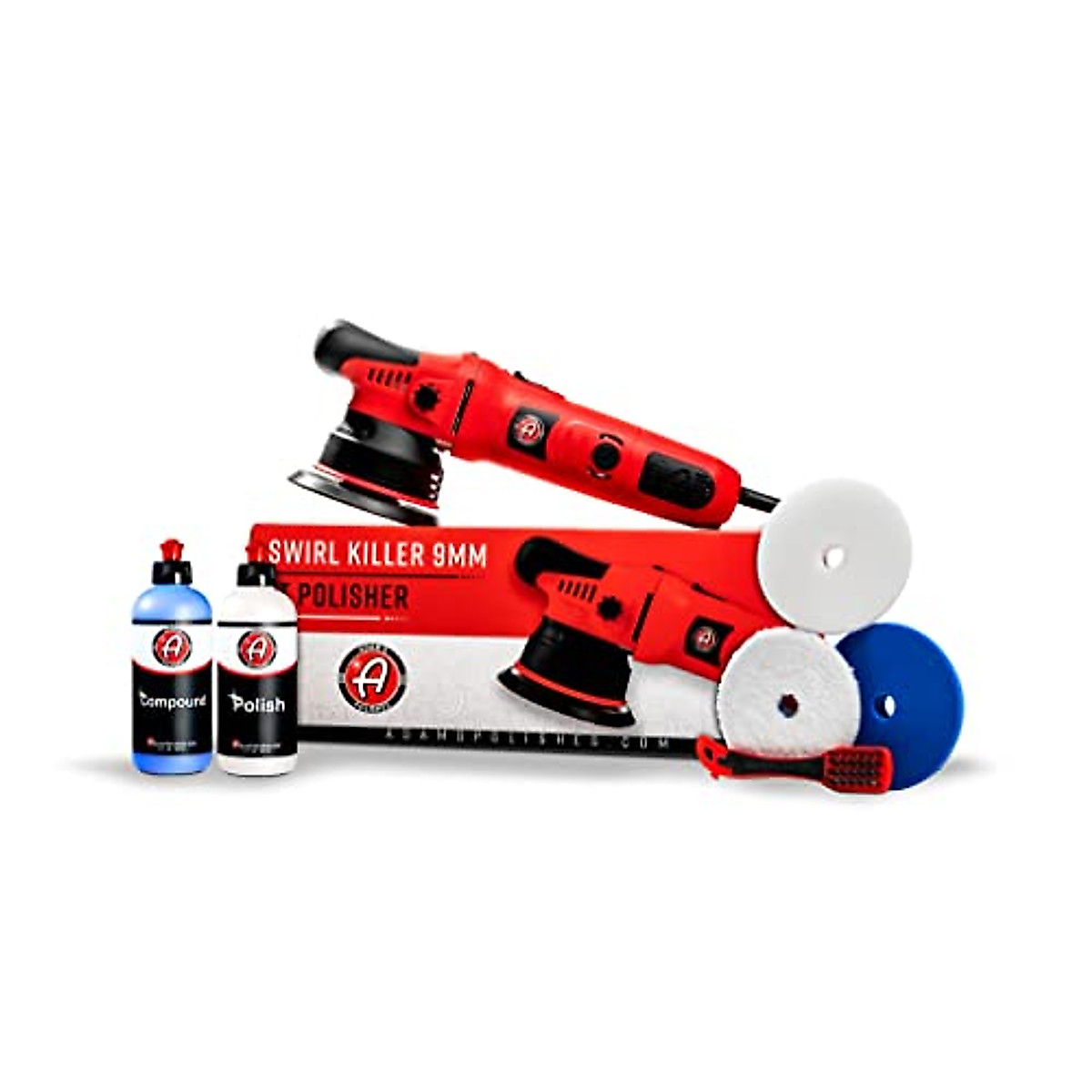Adam's 9mm Dual Action Car Polisher (Polishing Kit) - Buffer Car Scratch Remover for Car Detailing | Includes Polish, Compound & Pads