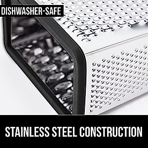 Gorilla Grip Box Grater and Measuring Spoons Set, Box Grater Has Built in Container, Measuring Spoons Set is Dishwasher Safe, Both in Black Color, 2 Item Bundle