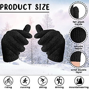 Handepo 16 Pairs Winter Stretchy Warm Knit Gloves Cotton Gloves for Cold Weather (Black,Small)