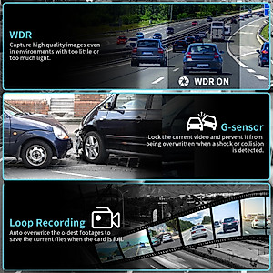 Frvesroe Dash Cam with WiFi APP, 1296P FHD Mini Front Dash Camera for Cars with Super Night Vision, WDR, Loop Recording, G-Sensor, Easy to Install, Free 16GB SD Card，FD-1