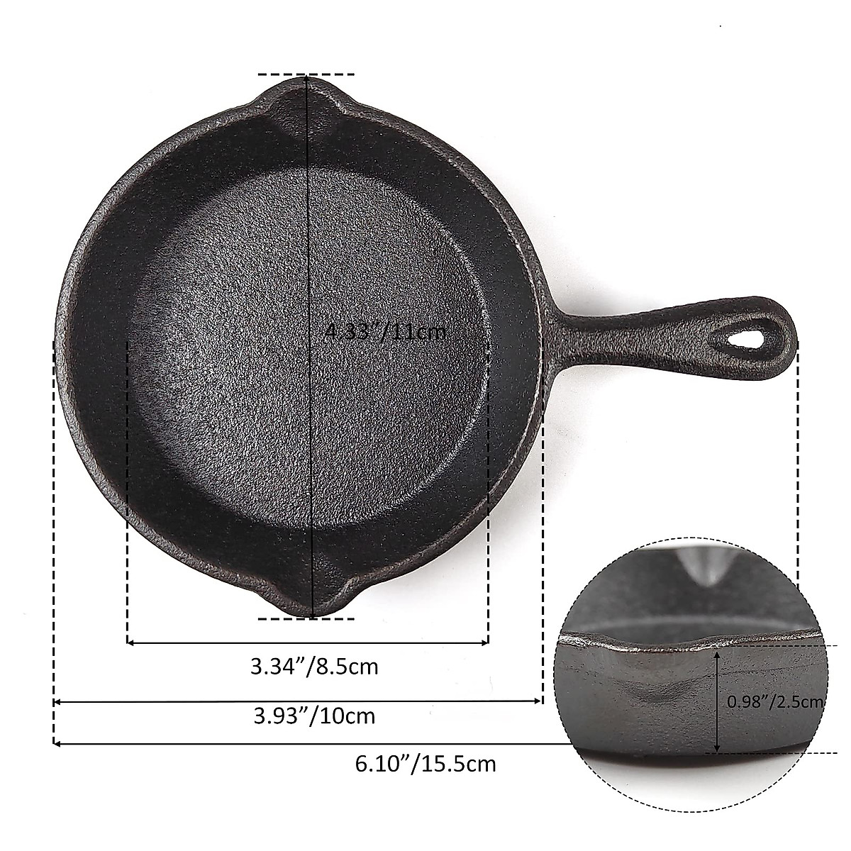 HAWOK Dia.3.9 inch Pre seasoned Cast Iron Mini Skillet set of 12……