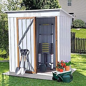 EMKK 5 X 3 Ft Outdoor Storage Shed, Galvanized Metal Garden Shed with Lockable Doors, Tool Storage Shed for Patio Lawn Backyard Trash Cans,Metal Sheds Outdoor Storage for Backyard Garden Patio Lawn