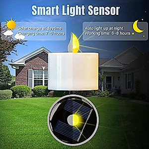 SingTok 6 PCS Solar Powered Outdoor LED Tea Lights Waterproof Rechargeable Flameless Flickering Candles Battery Operated Solar LED Votive Flicker Tealight Candle for Garden Lantern Decor (Warm White)