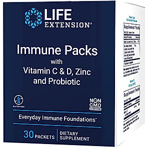 Life Extension - Immune Packs with Vitamin C & D, Zinc and Probiotic (30 Packs)