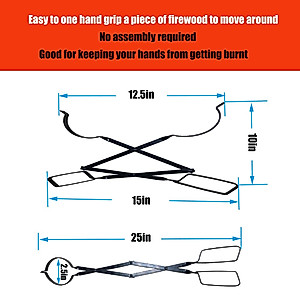 DONSIQIZZ 32" Firewood Fire Pit Poker and 25" Fireplace Tongs Log Grabber, Fire Pit Tools Kits Fit for Camping Campfire Wood Stove Fireplace Firepit Indoor and Outdoor Use