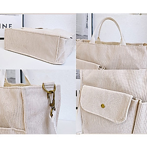 Womens Tote Bag Corduroy Shoulder Bag Handbag Casual Purse Corduroy Large Capacity Hobo Bag Messenger Bag