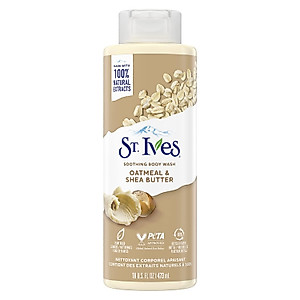 St. Ives Body Wash - Soothing Moisturizing Cleanser with Oatmeal & Shea Butter, Natural Body Wash for Sensitive Skin Made with Plant-Based Cleansers and 100% Natural Extracts, 16 Ounces