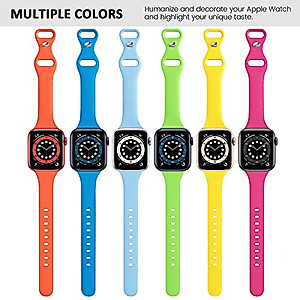 AIRPROCE 6 Pack Bands Compatible with Apple Watch Slim Skinny Thin Band 38mm 40mm 41mm 42mm 44mm 45mm 49mm, Soft Silicone Sport Wristbands Replacement Strap for iWatch Ultra SE Series 8 7 6 5 4 3 2 1 Sport Edition for Women Men (38/40/41mm,A-Bright Orange