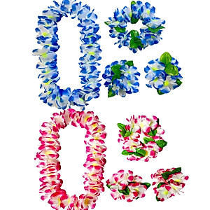 8PCS Hawaiian Leis Luau Party Decorations Tropical Party Favors Lei Hawaiian Flower Perfect for Hawaiian Luaus Party Birthday Party Favors.