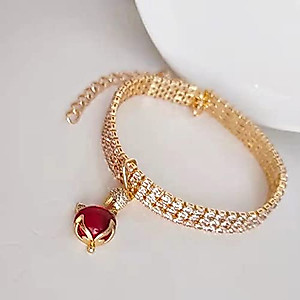 HonpraD Collar Gold Chain Dog Collar Dog Necklace Adjustable Summer Soft Comfortable Pet Collar Metal Cuban Link for Medium and Large Dogs