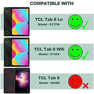 JKhandy Case for 2024 Tcl Tab 8 SE MODEL 6048E / TCL Tab 8 Plus MODEL 9138S / TCL Tab 8 LE MODEL 9137W / TCL TAB 8 WiFi Model 9132X, Leather Protective Stand Tablet Cover with Pencil Holder, Sky Blue