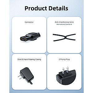 15V 6Ft Charger Cord Fit for Philips HQ8505 Power Cord - Fit for Norelco Series 3000 5000 6000 7000 9000 MG5750 MG7750 MG7790 Phillips Aquatec Arcitec Multigroom Shaver Electric Razor Beard Trimmer