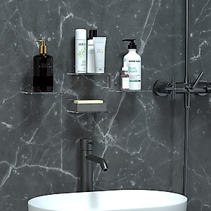 Sezanrpt 6 Inches Acrylic Small Wall Shelves, Clear Floating Shelf for Wall Mounting, Acrylic Display Ledges for Funko Pop Figures, Home Décor, Living Room, Gaming Room, Plants, 2 Pack